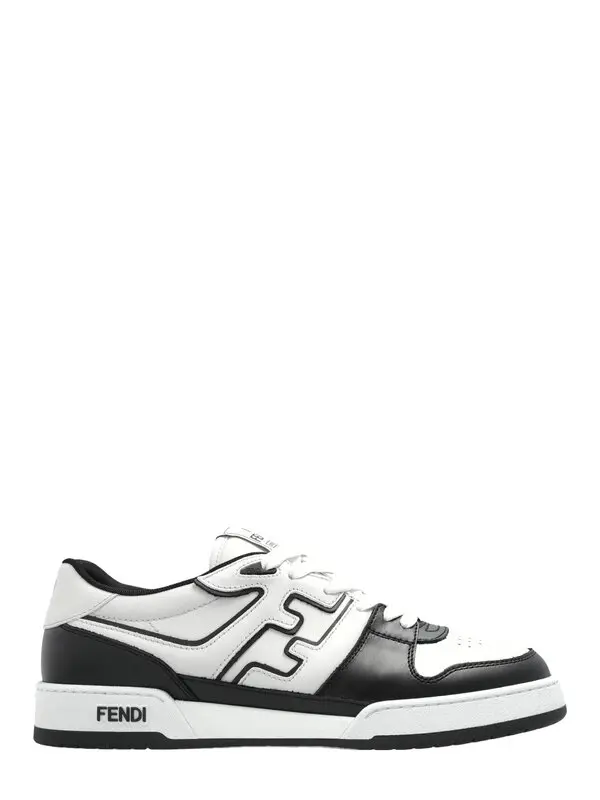 Fendi Leather Low-top Sneakers With Logo - Black