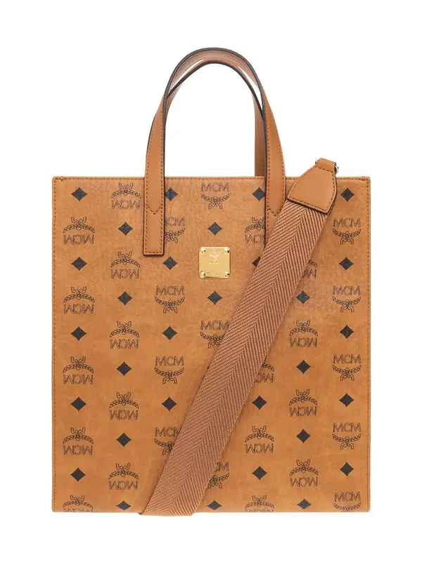 Mcm Monogrammed Visetos Shopper Bag - Brown
