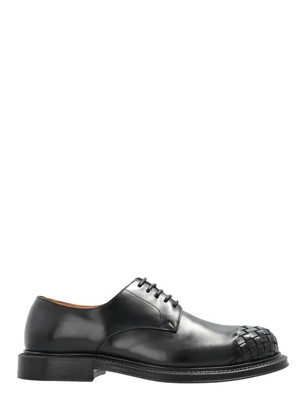 Bottega Veneta James Leather Derby Shoes - Black