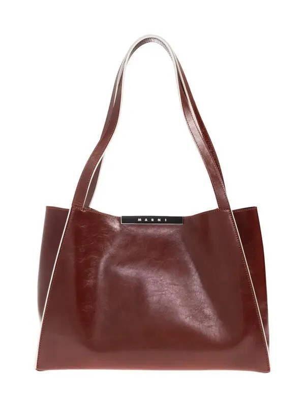 Marni Leather Shopper Bag - Burgundy