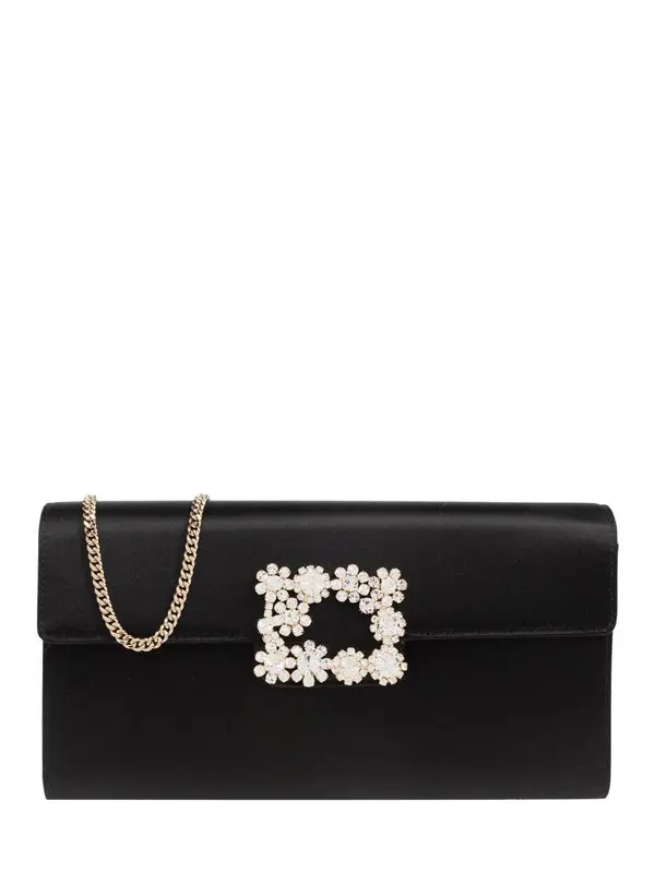 ROGER VIVIER Efflorescence Satin Clutch - Black