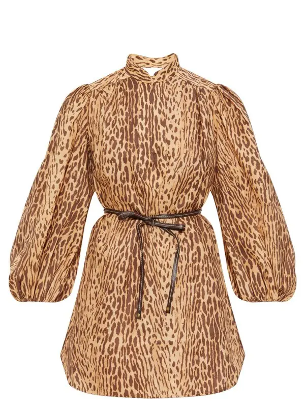 Zimmermann Animal Print Mini Dress - Beige