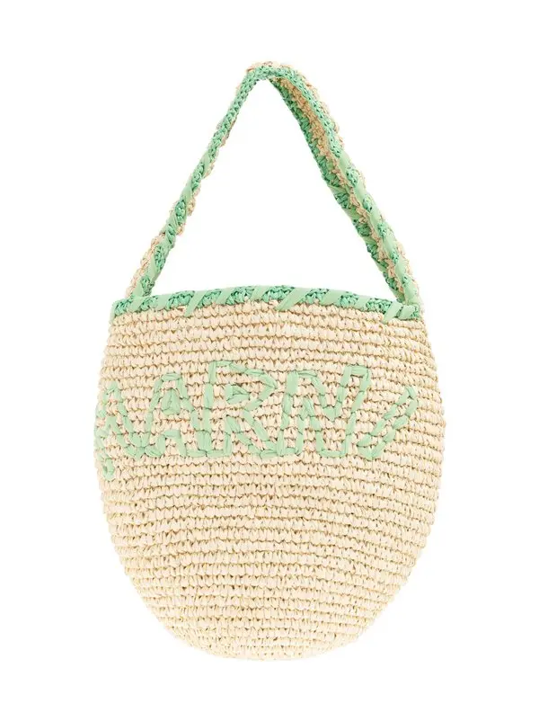 Marni Woven Fiber Shoulder Bag - Beige