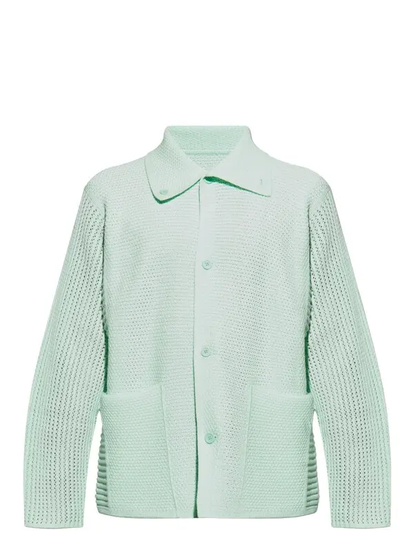 Issey Miyake Collar Knit Cardigan - Green
