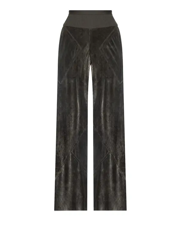 Rick Owens Velvet Wide-leg Trousers - Green