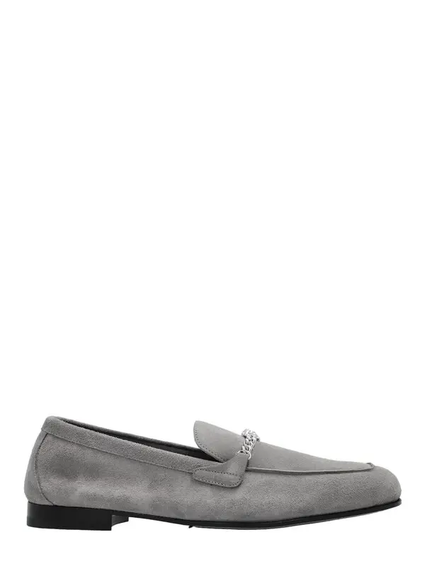 Versace Medusa Chain Suede Loafers - Grey