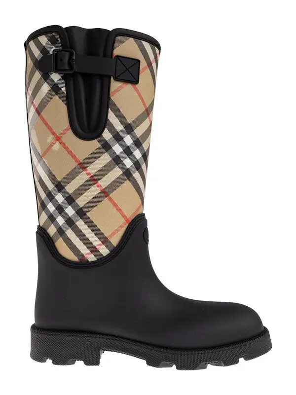 Burberry Plaid Wellington Boots - Beige