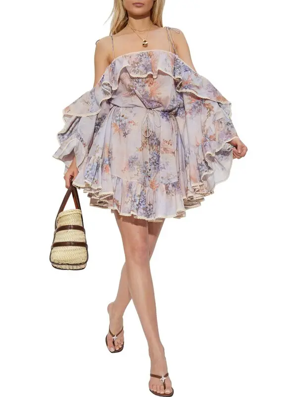 Zimmermann Oversized Floral Dress - Purple