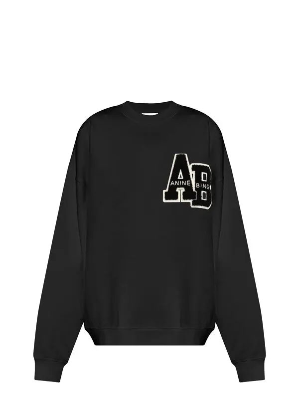 ANINE BING Logo Patch Cotton Sweatshirt - Black