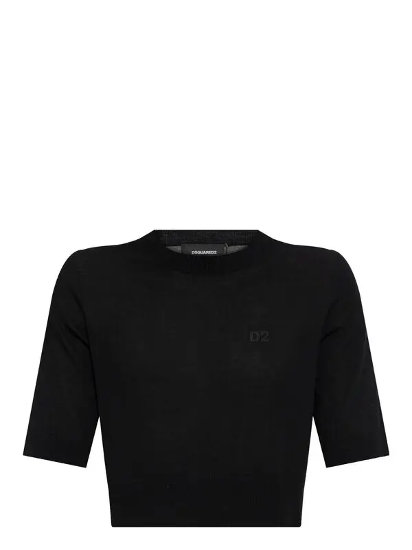 Dsquared2 Wool Top With Logo - Black