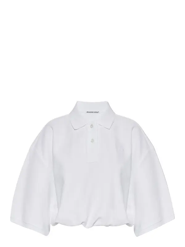 Alexander Wang Cropped Polo Shirt With Embroidered Logo - White