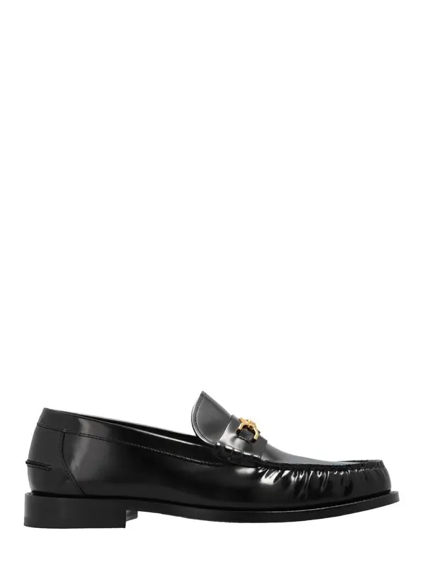 Versace Embellished Leather Loafers - Black