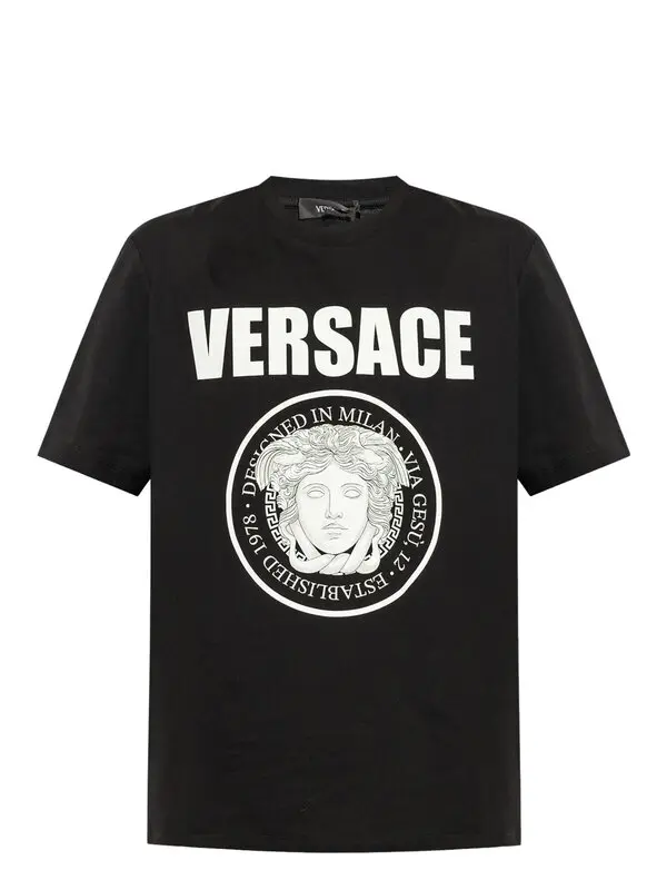 Versace T-shirt With Logo - Black