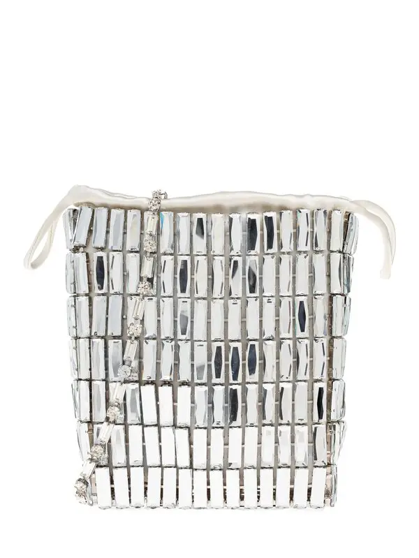 SELF-PORTRAIT Shimmering Crystal Shoulder Bag - Silver