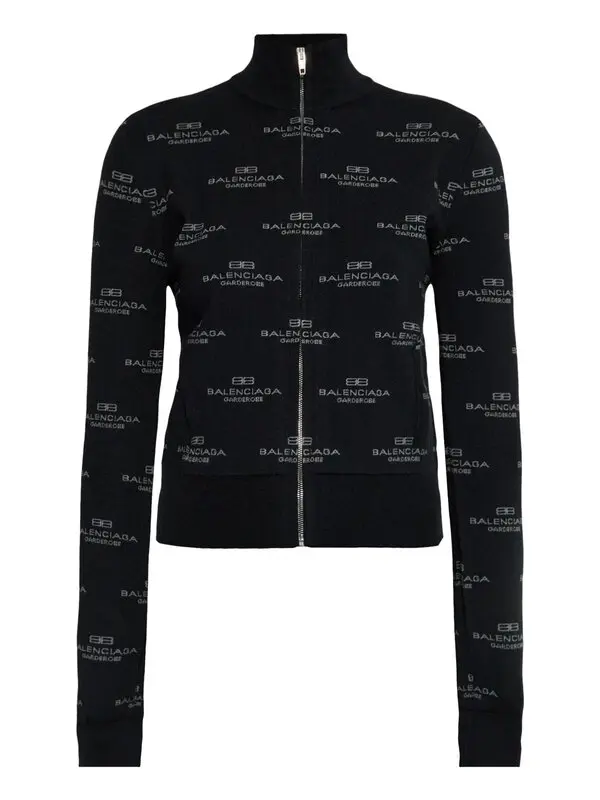 Balenciaga Logo Fitted Cardigan - Black