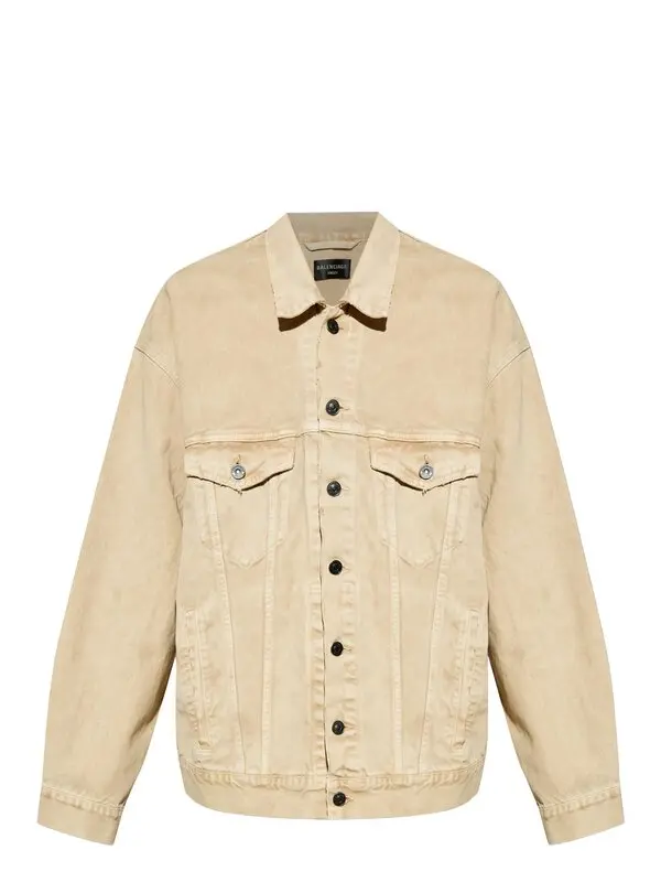 Balenciaga Vintage-effect Denim Jacket - Beige