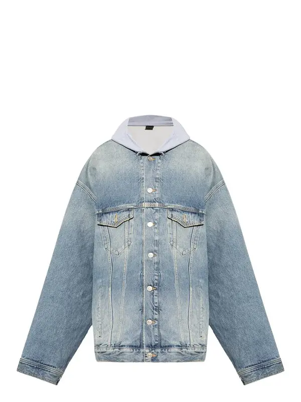 Balenciaga Hooded Denim Jacket - Blue