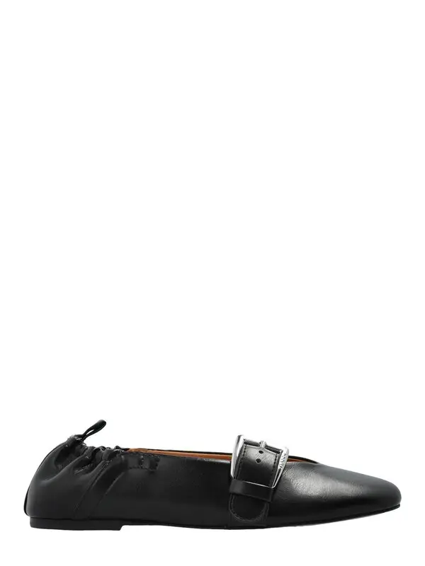 GANNI Buckled Ballet Flats - Black