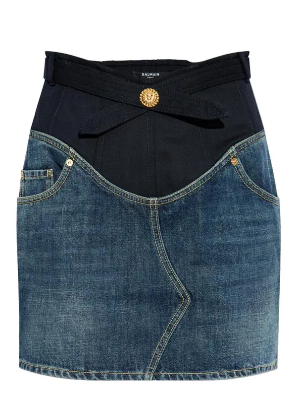 Balmain Denim Skirt - Navy Blue