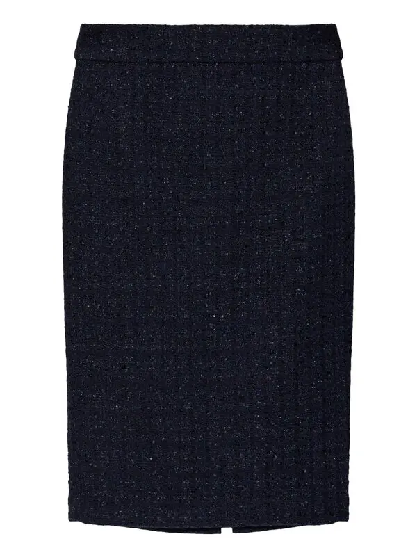 Emporio Armani Tweed Pencil Skirt - Navy Blue