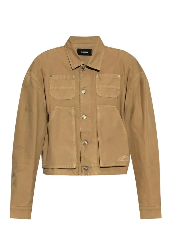 Dsquared2 Cotton Jacket With Pockets - Beige