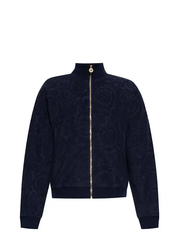 Versace Barocco Jacquard Cotton Sweatshirt - Navy Blue