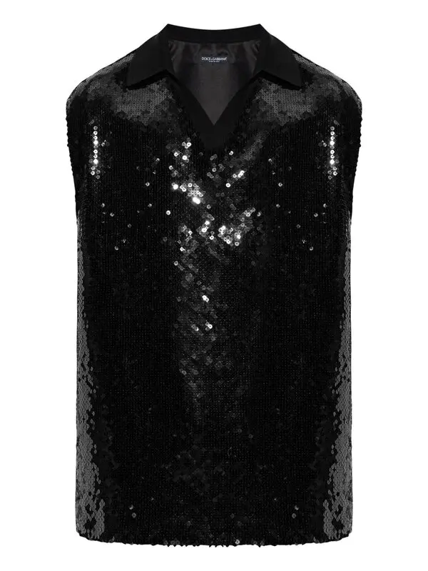 Dolce & Gabbana Sleeveless Sequin Top - Black