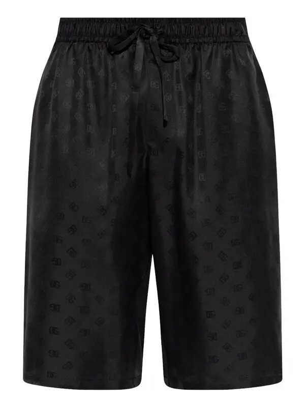 Dolce & Gabbana Silk Monogram Shorts - Black