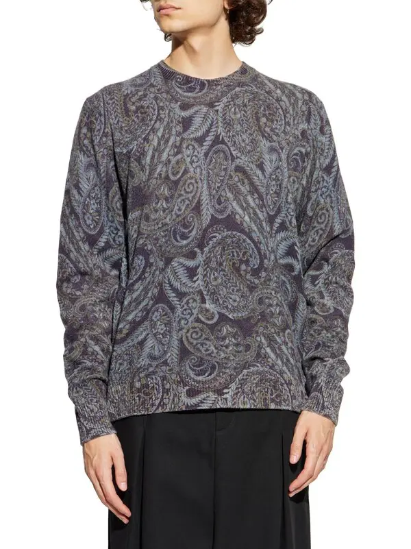 Etro Paisley Patterned Wool Sweater - Grey