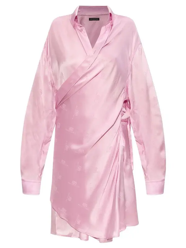 Balenciaga Silk Shirt Dress - Pink