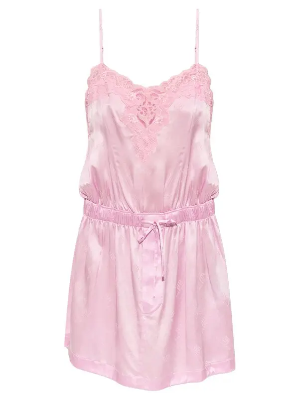 Balenciaga Silk Slip Dress With Lace Embellishment - Pink