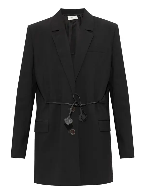 LANVIN Wool Blazer With Leather Ties - Black