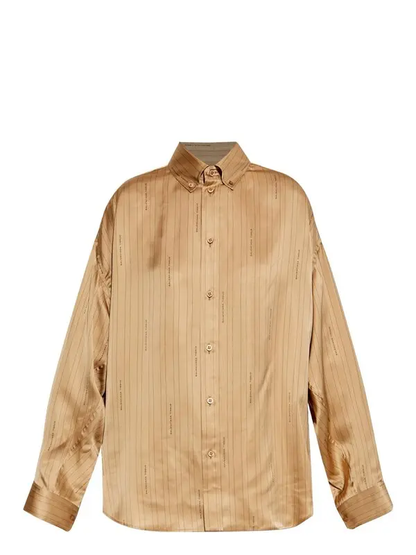 Balenciaga Striped Pattern Oversized Shirt - Beige