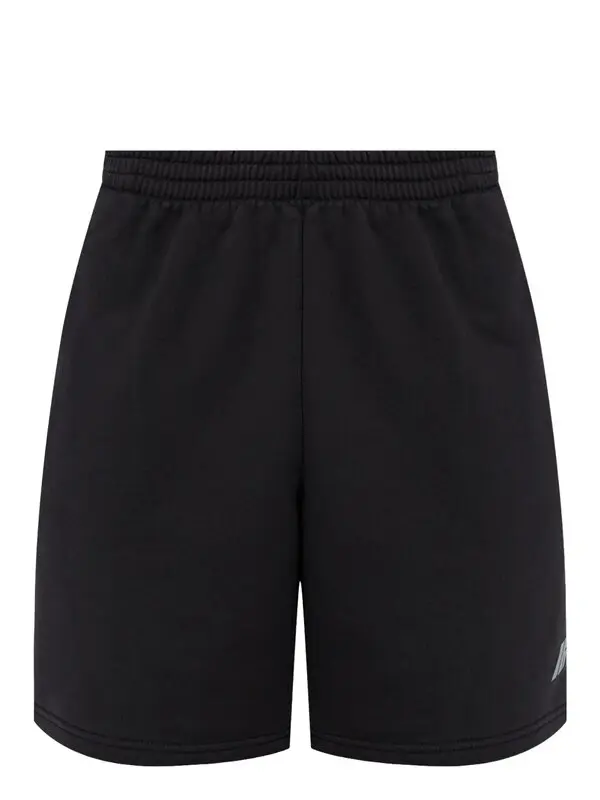 Balenciaga Cotton Shorts With Printed Logo - Black