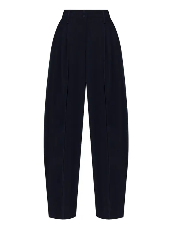 Alexander McQueen Wide-leg Pleated Trousers - Navy Blue