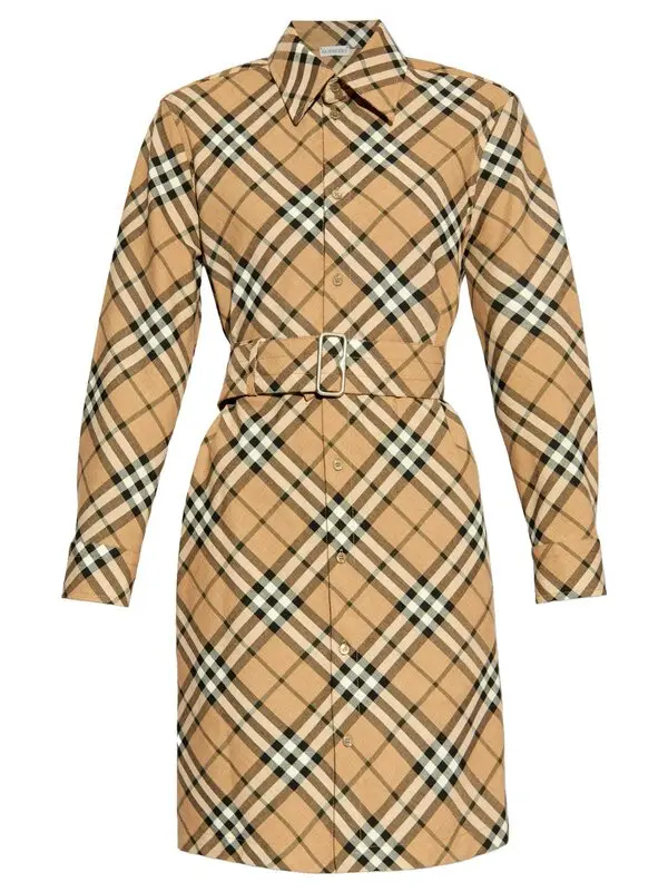 Burberry Check Pattern Dress - Beige