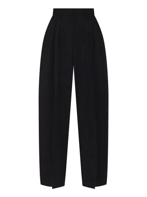 Alexander McQueen Wide-leg Trousers With Pressed Creases - Black