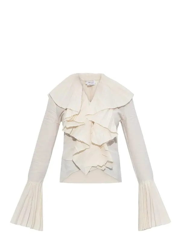 Alexander McQueen Pleated Ruffle Top - White