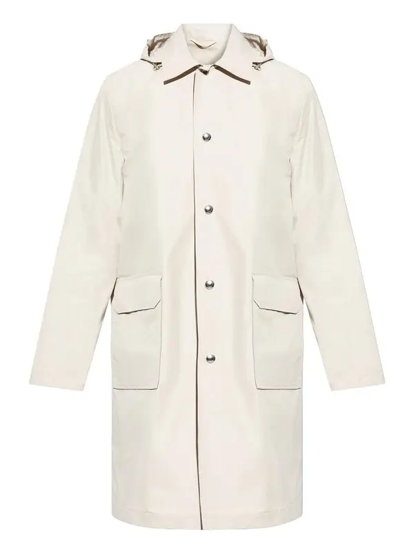 Eleventy Coat With Detachable Hood - Cream