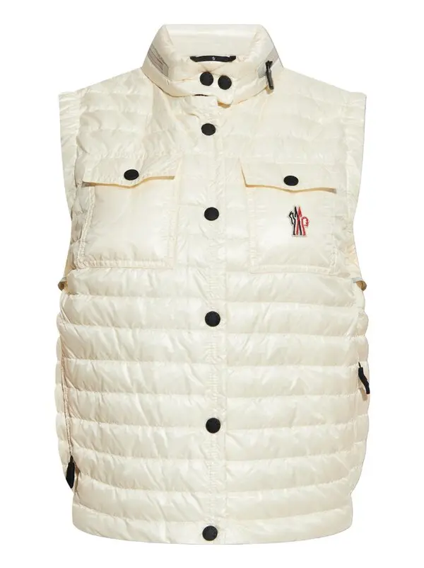 Moncler Quilted Vest With Reflective Detail - Cream