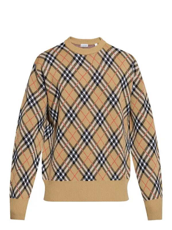 Burberry Gregory Tartan Check Wool Sweater - Beige