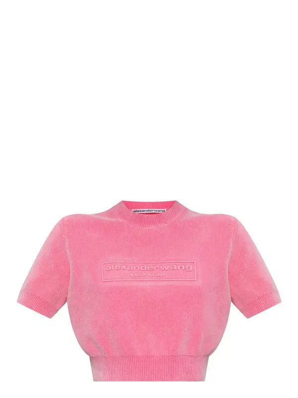 Alexander Wang Embossed Logo Cropped Top - Pink