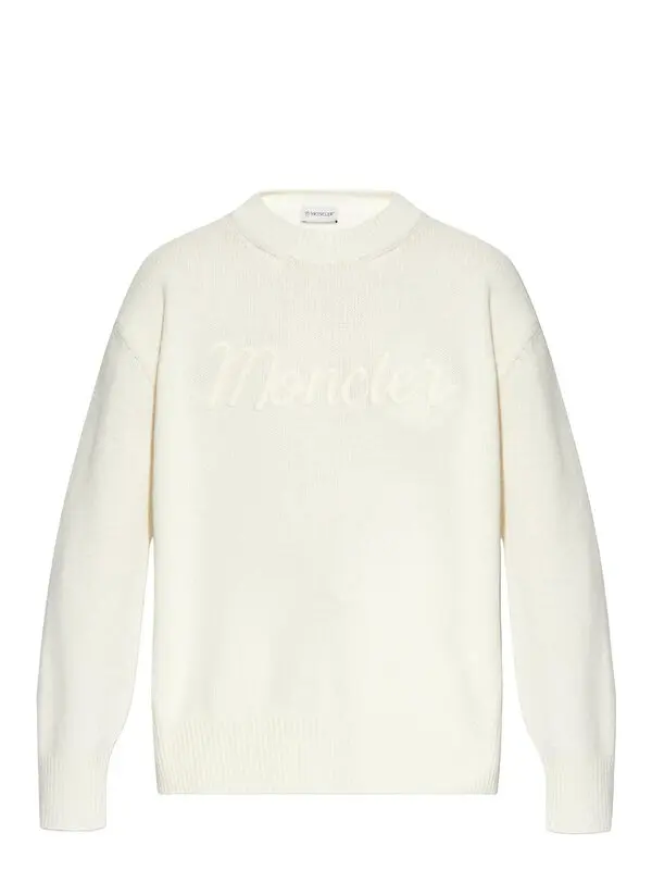 Moncler Sweater With Embroidered Logo - Cream