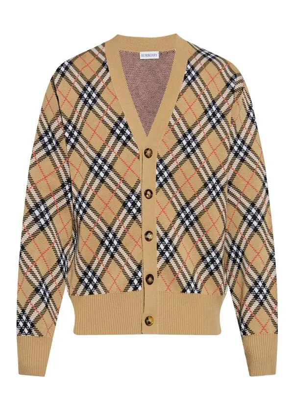 Burberry Argyle Knit Cardigan - Beige