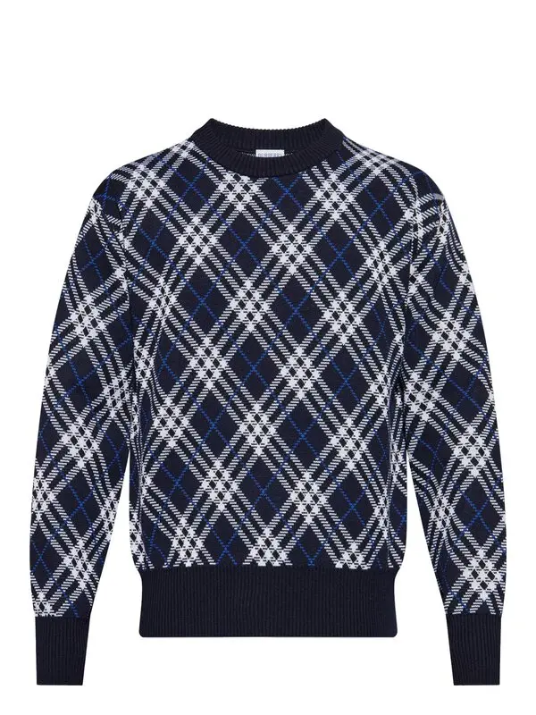 Burberry Gregory Argyle Knit Sweater - Navy Blue