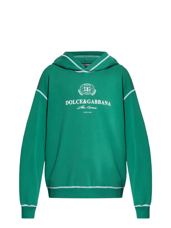 Dolce & Gabbana Logo Cotton Hoodie - Green