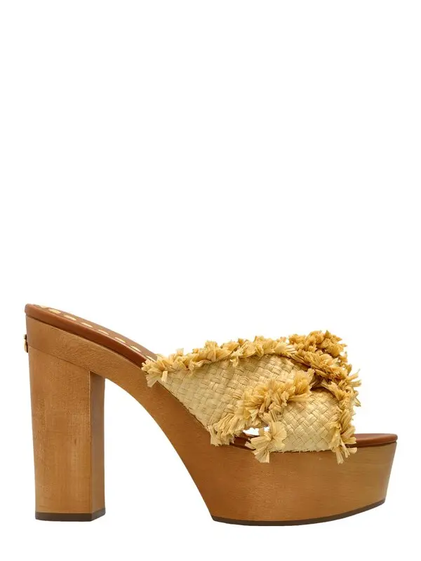 Dolce & Gabbana Platform Raffia Slides - Beige