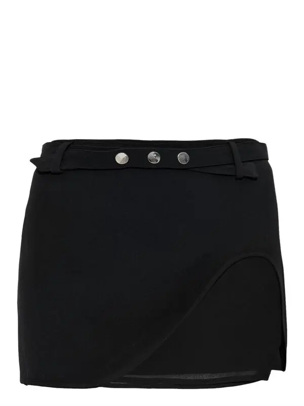 Attico Mini Skirt With Slit Detail - Black