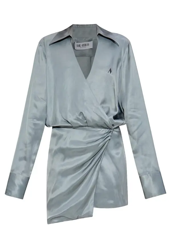 Attico Long Sleeve Mini Dress - Light Blue