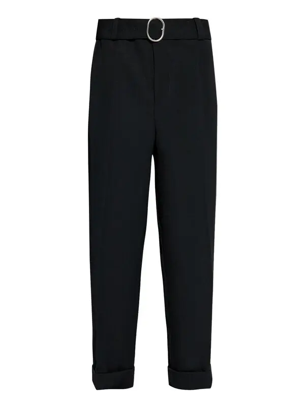 JIL SANDER Belted Wool Trousers - Black